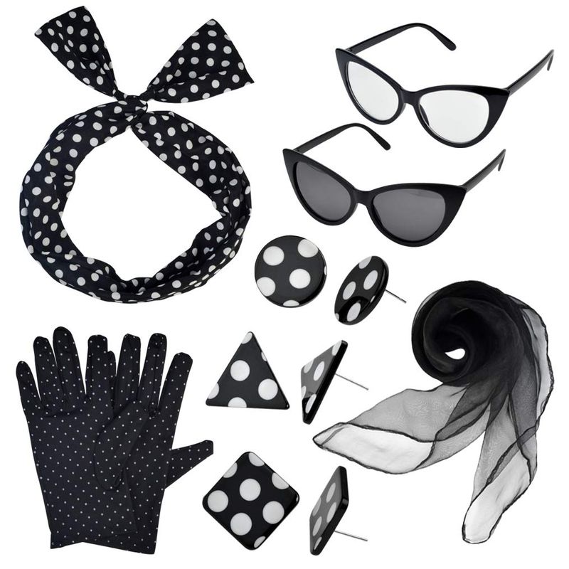 HOVEOX 1950s Women Costume Accessories Scarf Headband Set for 50s Party ...