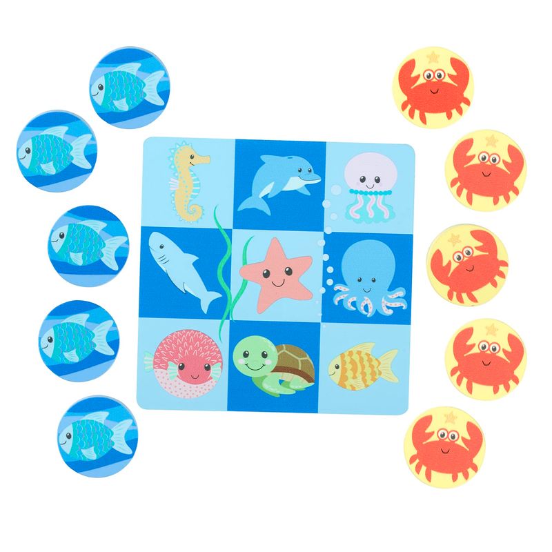 Sea Animals Wooden Tic Tac Toe Board Game, Wooden Toys, Handy Travel ...