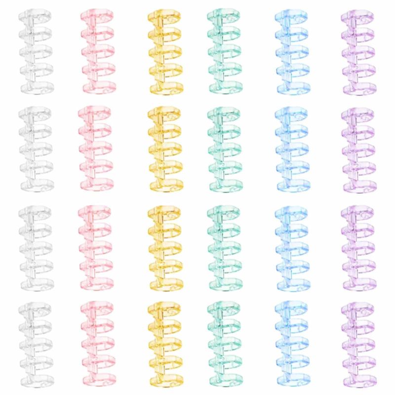 YUWENW 24pcs 5 Hole Binder Rings 6 Colors Plastic File Book Making A4 ...