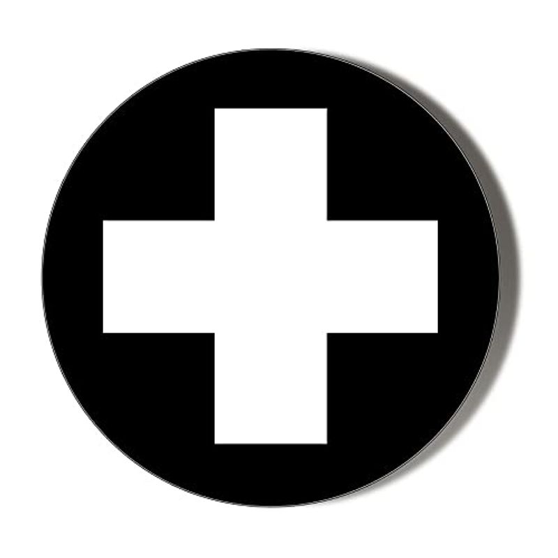Gothic First AID Black Background White Cross 10 x 49mm Vinyl Stickers ...