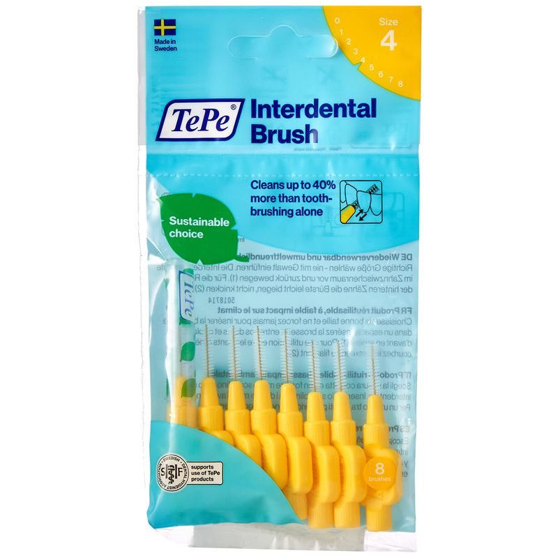 TePe Original Yellow Interdental Brush (ISO Size 4 0.7 mm)/For easy and ...