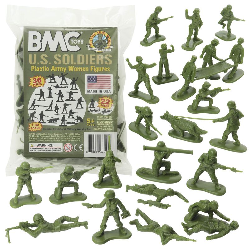 BMC Plastic Army Women - 36pc OD Green Female Soldier Figures - Made in ...