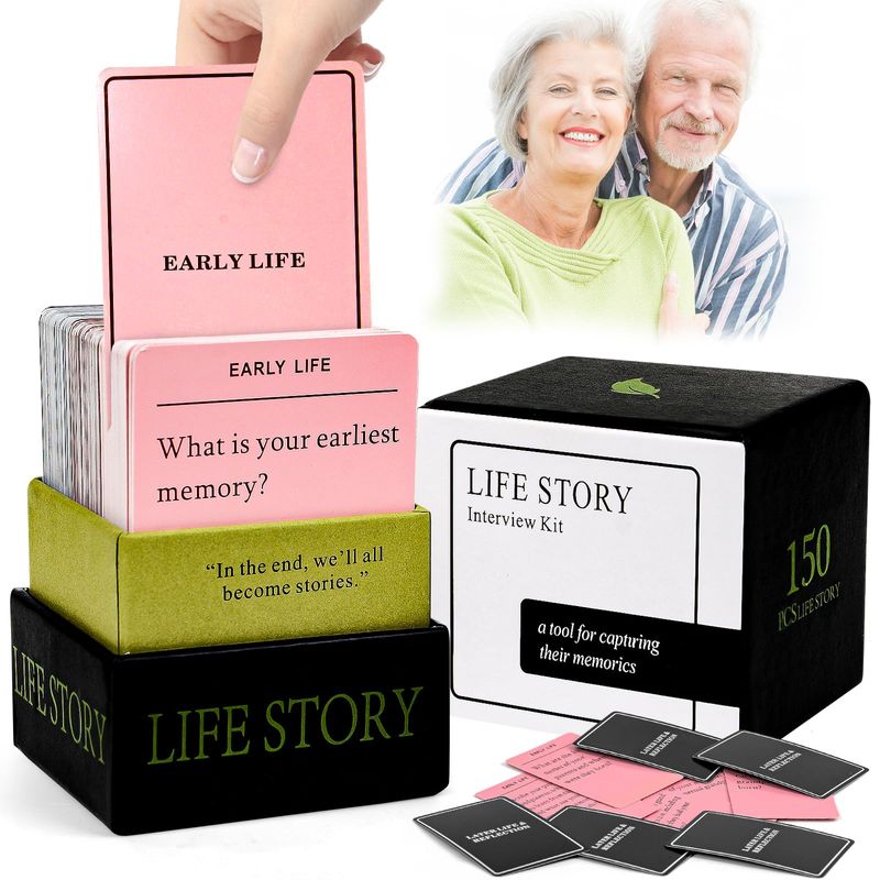 Family Conversation Cards, 150 Life Story Interview Kit Cards, Get to ...