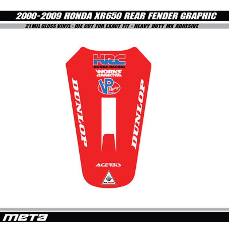 HONDA TEAM 2000-2009 XR 650 XR650 650R XR650R REAR FENDER GRAPHIC ...
