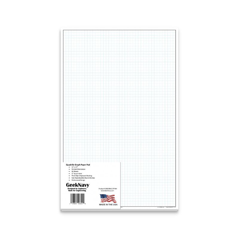 GeekNavy 11" x 17" Quadrille Graph Paper 50 Sheets Portrait - 0.25" 4x4 ...