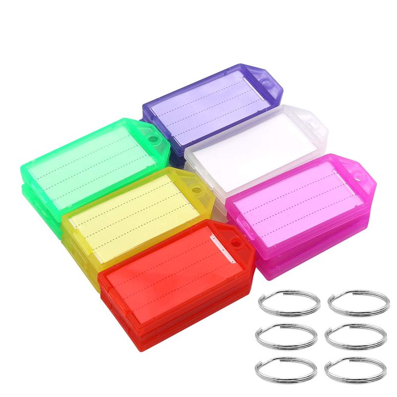 Coideal 60 Pack Tough Plastic Key Tags with Strong Split Ring and Flap ...