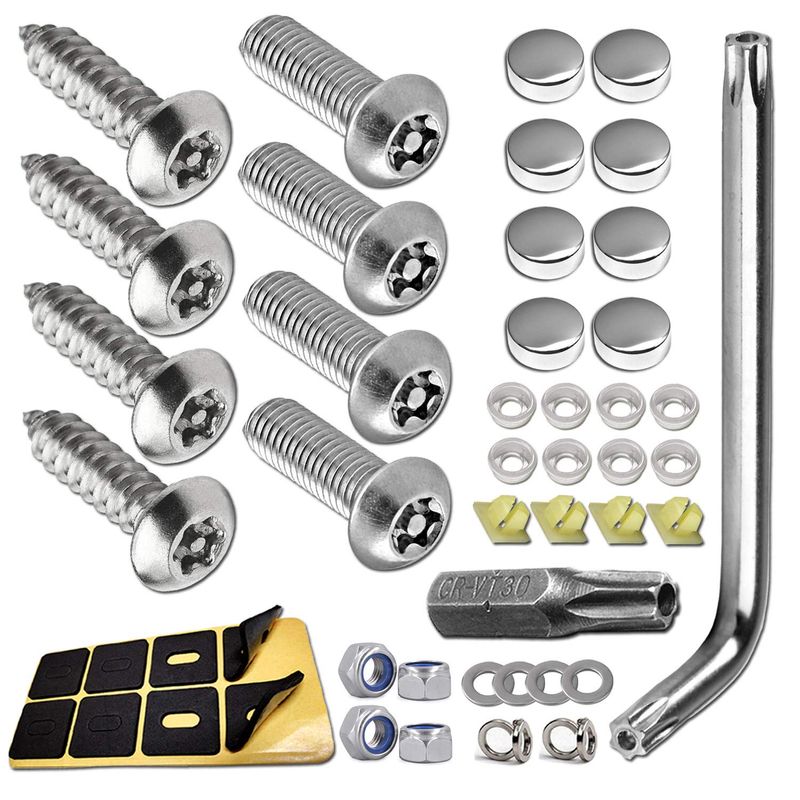 ZXFOOG Anti Theft License Plate Screws- Stainless Steel Bolts Fasteners ...