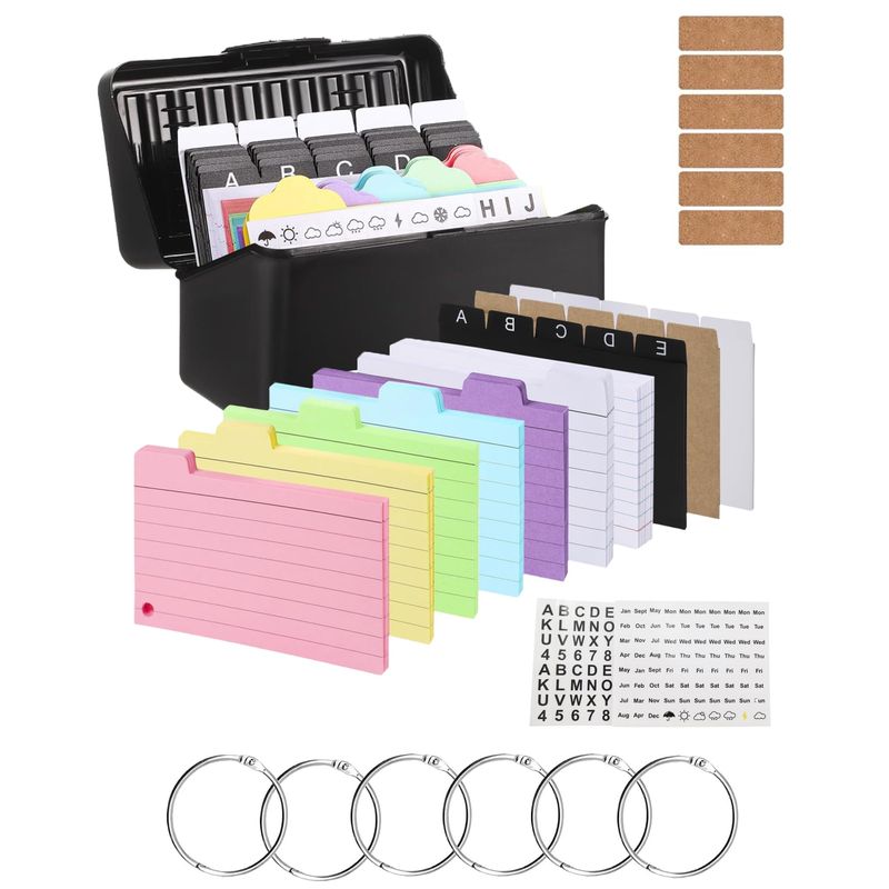 Index Cards with Box, A7 Index Cards Box, Flashcard Box with 230 Lined ...