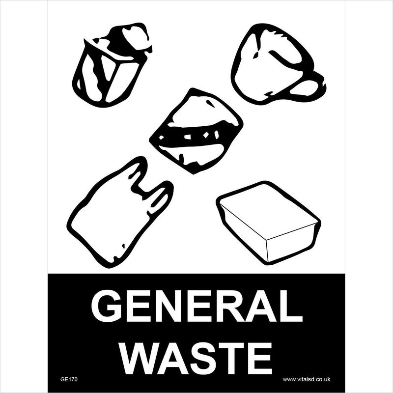 GE170 General Waste Door Wall Plaque SIGN rubbish bin tip trash compost ...