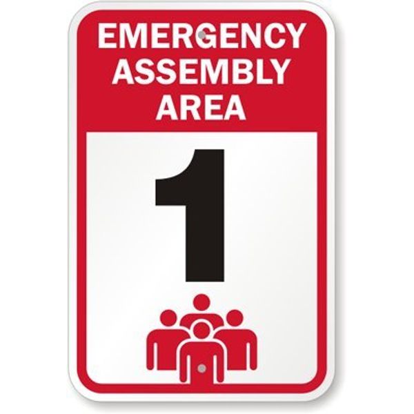 SmartSign 18 x 12 inch “Emergency Assembly Area 1” Metal Sign with ...