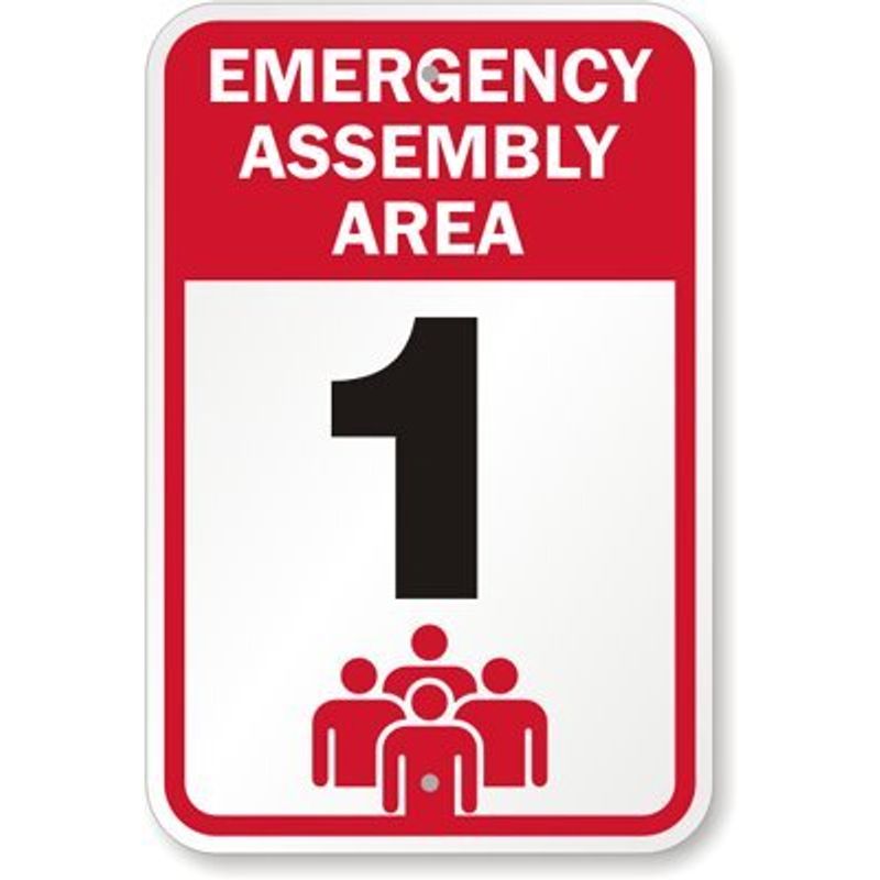 SmartSign 18 x 12 inch “Emergency Assembly Area 1” Metal Sign with ...