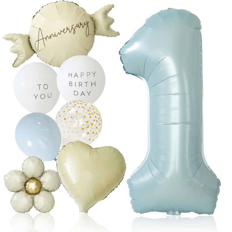 deerzon 1 Year Old, Dull Color, Number Balloons, Birthday Decoration ...