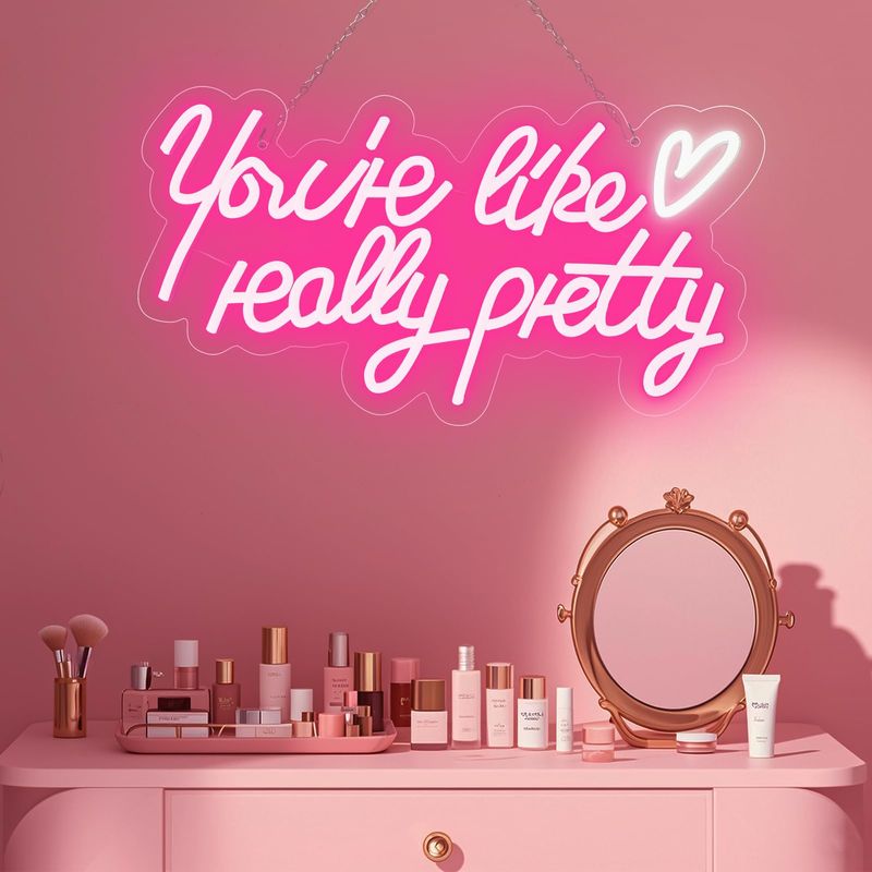 Aslanka You're Like Really Pretty Neon Sign with Heart, Pink LED Neon ...