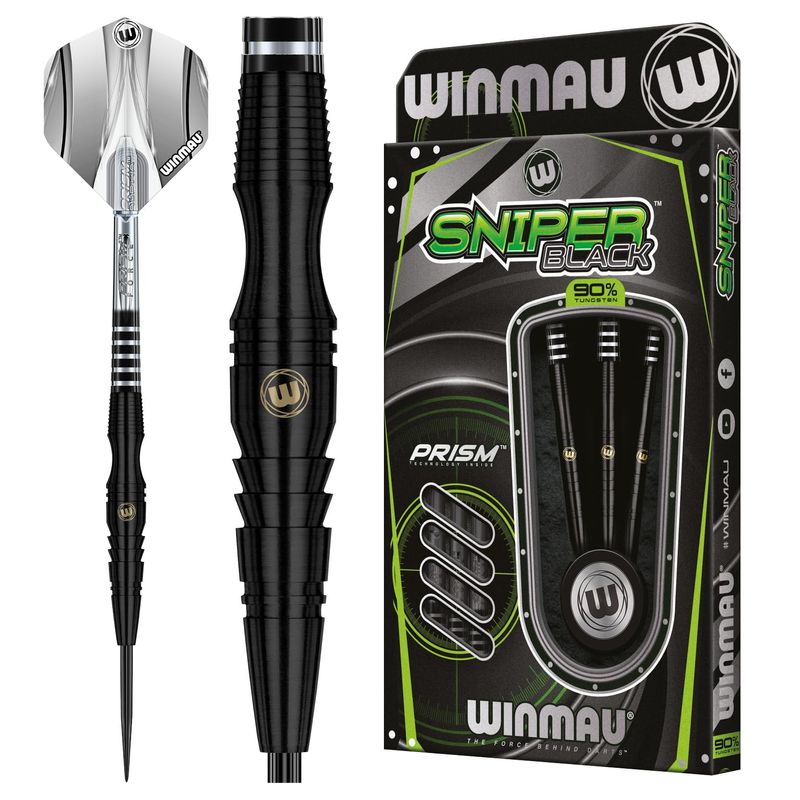WINMAU Sniper Black 24 Gram Professional Tungsten Darts Set with ...