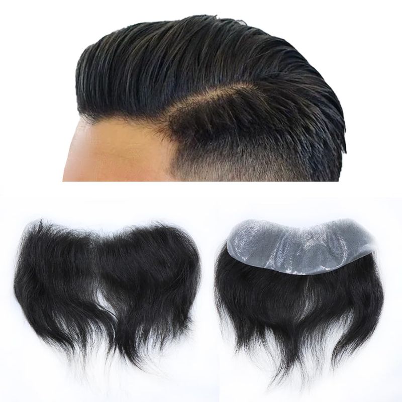 Men Forehead Hairline Toupee Invisible Skin PU Man Hairpieces Mens ...