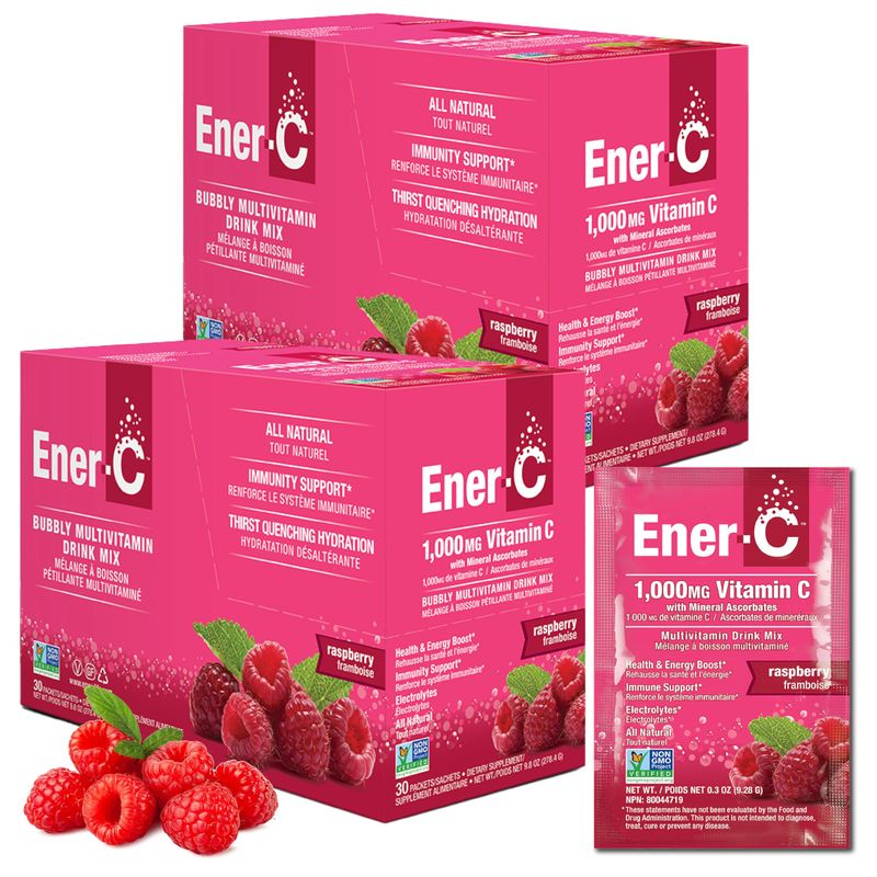 Ener-C Raspberry Multivitamin Drink Mix Powder Vitamin C 1000mg ...