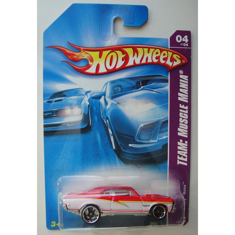 Hot Wheels Team: Muscle Mania 4/4, RED/White Chevy NOVA 136/196 ...