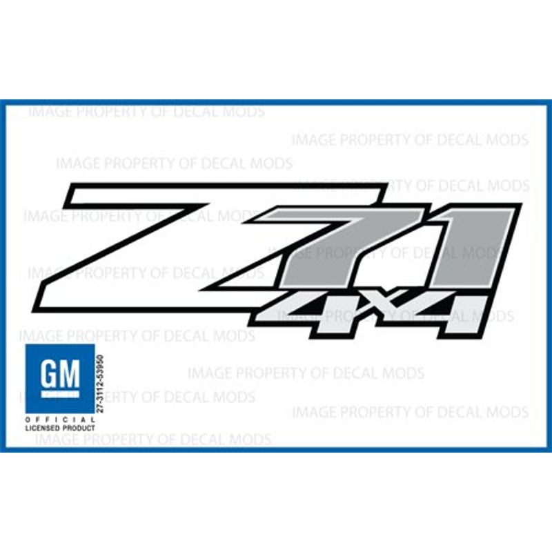 GMC Sierra Z71 4x4 White Decals Stickers - FW (2007-2013) Bed Side 1500 ...