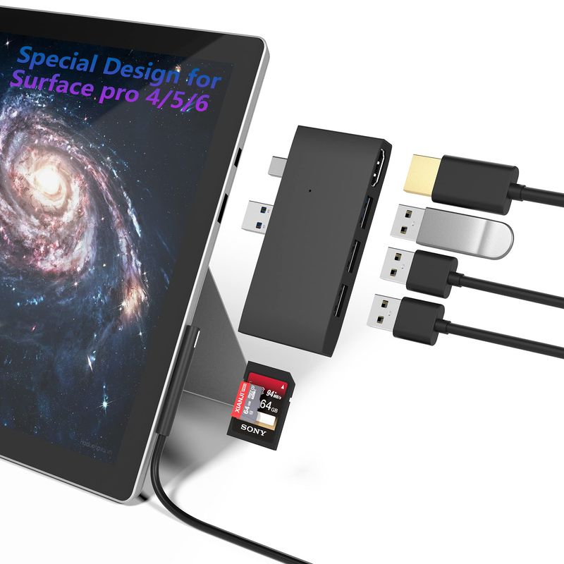 Surface Pro Docking Station USB Hub Adapter, SD & TF/Micro SD Memory ...