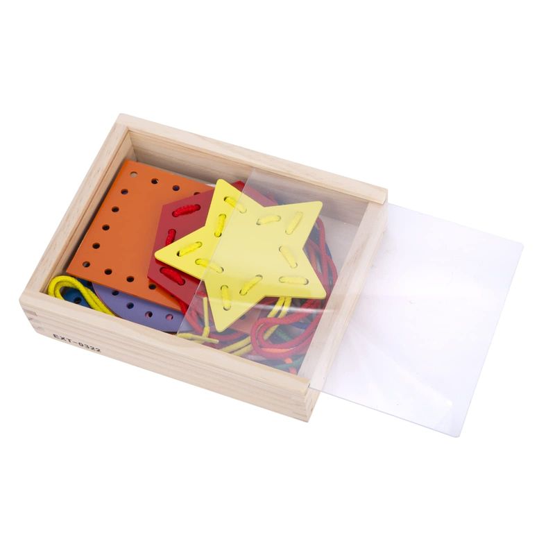 EXPLORATOY 7 Pcs Wooden Lacing Cards for Toddlers, Lacing Shapes ...