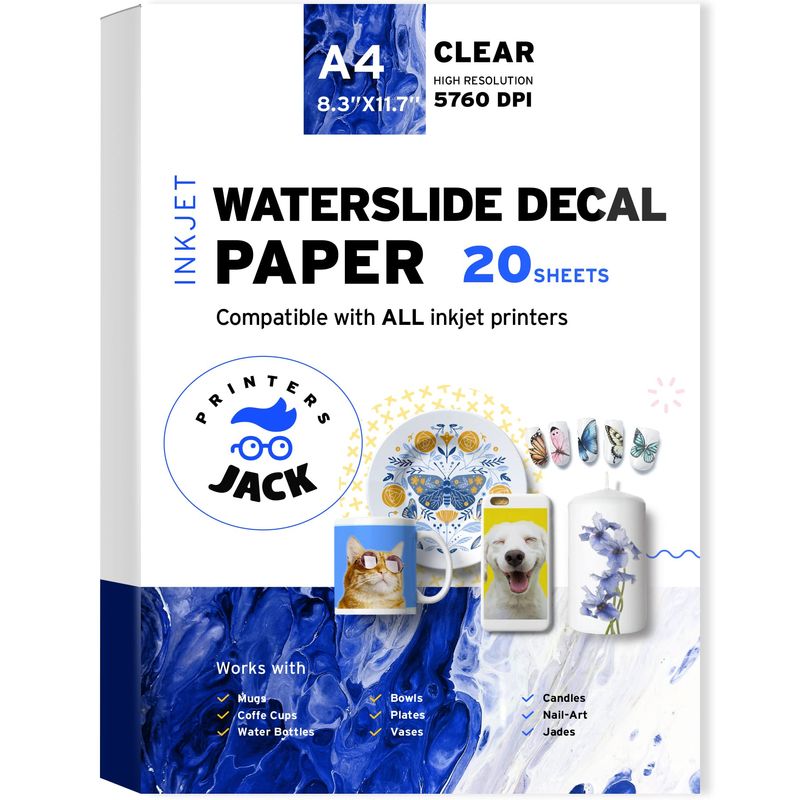 Printers Jack Water Slide Decal Paper Inkjet Clear 20 Sheets A4 Size ...