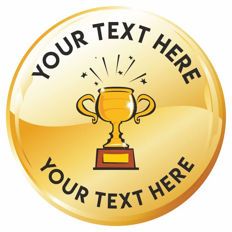 School Stickers - Personalised Gold Trophy Teacher Reward Stickers ...