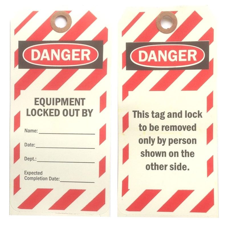 Danger-Equipment Locked Out Tag, 6-1/8" x 3", Red & Black on White ...