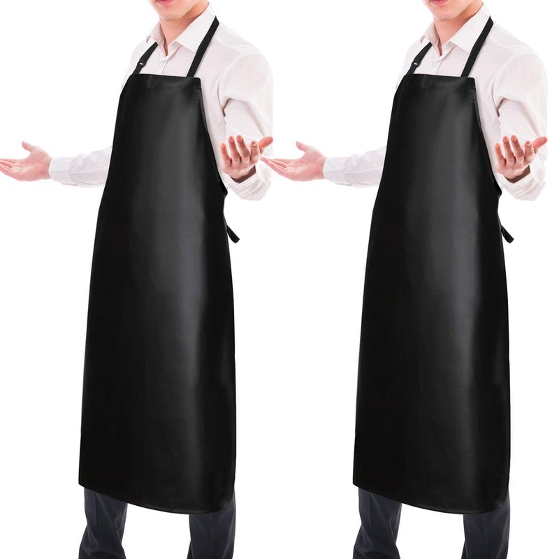 2 Pack Waterproof Rubber Vinyl Apron 40" Aprons for Men Heavy Duty Chemical Resistant Work Apron ...