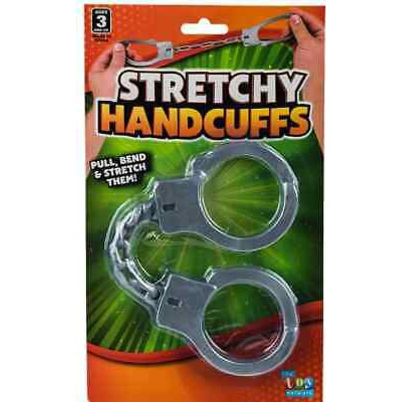 STRETCHY HANDCUFFS Rubber Toy Police Cop Detective Hand Cuff Costume ...