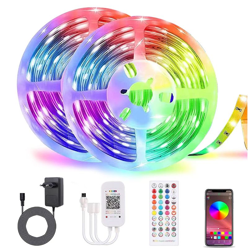 20 m RGB LED Strip with Bluetooth, ALED Light LED Strip Light 5050 600 ...
