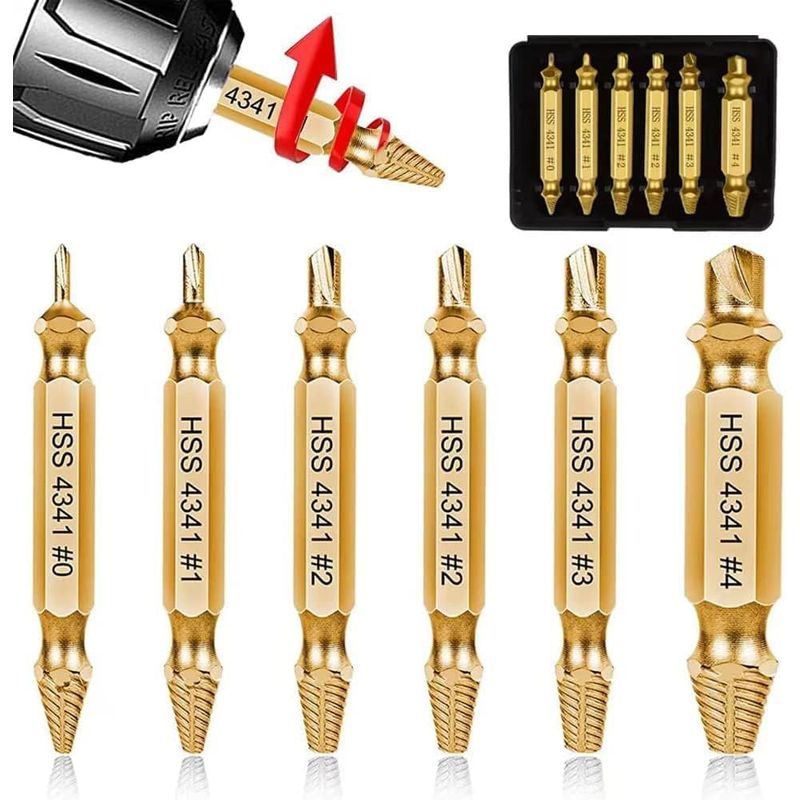 LEAUNGYOO Drill Bit Set, Set of 6, Screw Removal Bit, Extractor, Screw ...