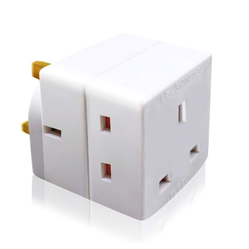 EXTRASTAR 3 Way Triple Plug Block Mains Adaptor, 3 pins Socket Splitter ...