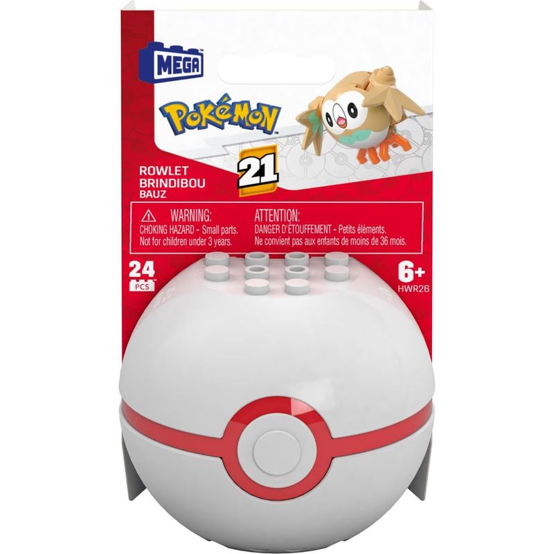 MEGA Pokémon Rowlet Building Toy Kit, Poseable Action Figure (24 Pieces ...
