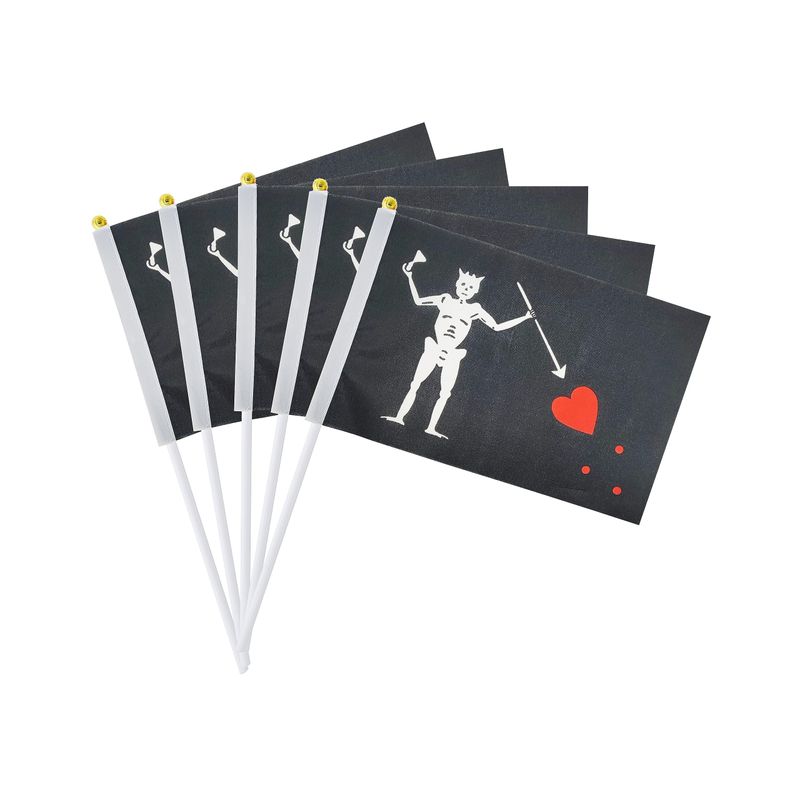 50 Pack Hand Held Pirate Edward Teach Flags,Blackbeard Flag Stick Flag Round Top Flags, Party ...