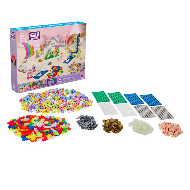 Plus-Plus - Learn to Build Super Set - Pastel Mix, 1,200 Pieces w/ 4 ...