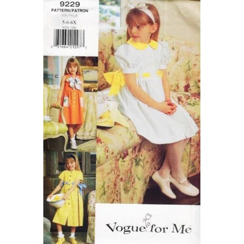 VOGUE Sewing Pattern 9229 ~ 3 LITTLE GIRL DRESSES ~ SIZE 5, 6, 6x ...