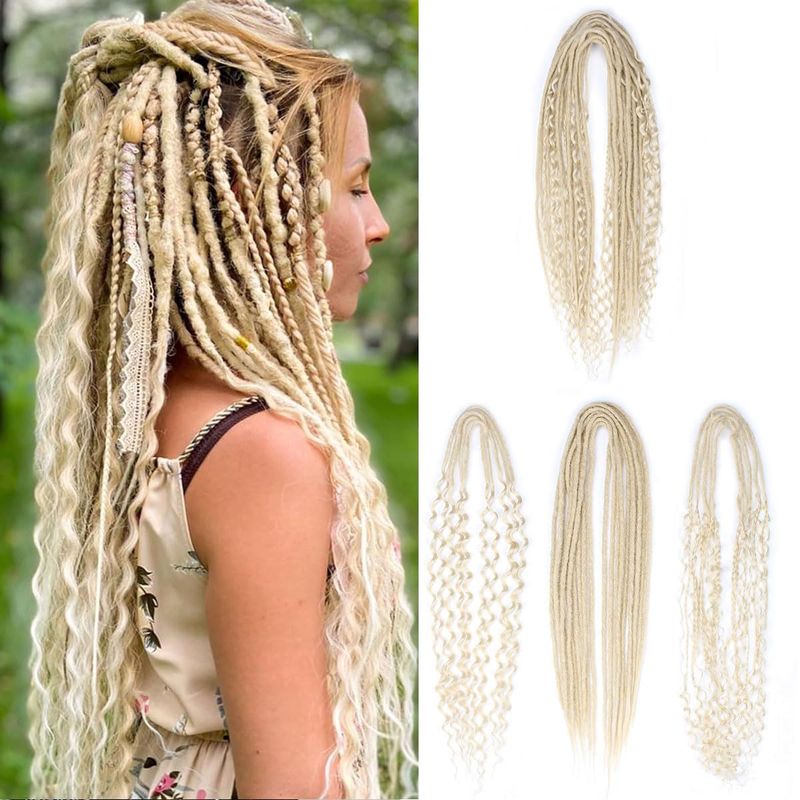 Sangtok Double Ended 3 in 1 Dreadlock Extensions, 24 inch 15pcs Blonde ...