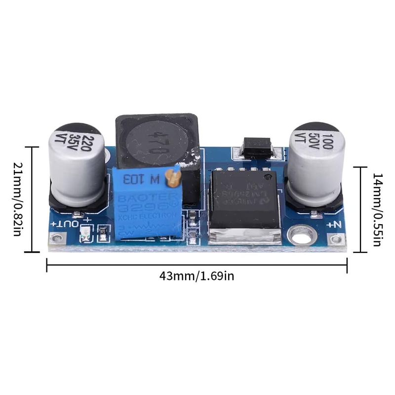 2Pcs - LM2596 DC-DC Buck Converter, Adjustable Step Down Voltage Regulator 3-40V to 1.5-35V High ...