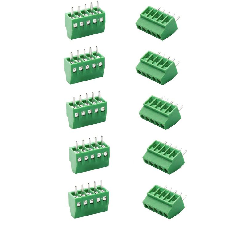 150V 6A 2.54mm/ 0.1inch Pitch 5 Pin PCB Mount Screw Type Terminal Block ...