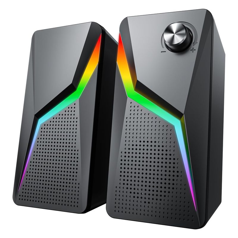 Speaker PC Gaming Speaker Wired with RGB Light with 3.5mm Cable for USB ...