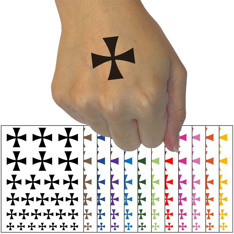 Templar Cross Temporary Tattoo Water Resistant Fake Body Art Set ...