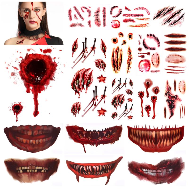 HOWAF Halloween Scars Tattoos, Halloween Zombie Makeup Kit Tattoos ...