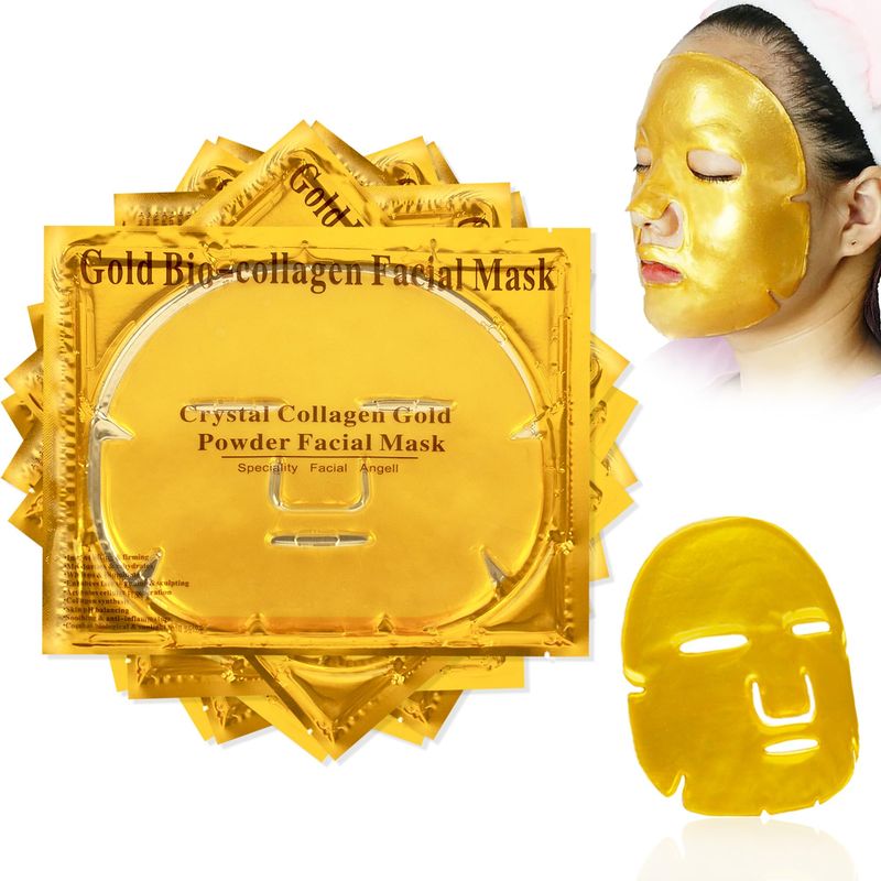 10 x 24K Gold Bio Collagen Face Mask Crystal Gold Powder Gel Facial ...