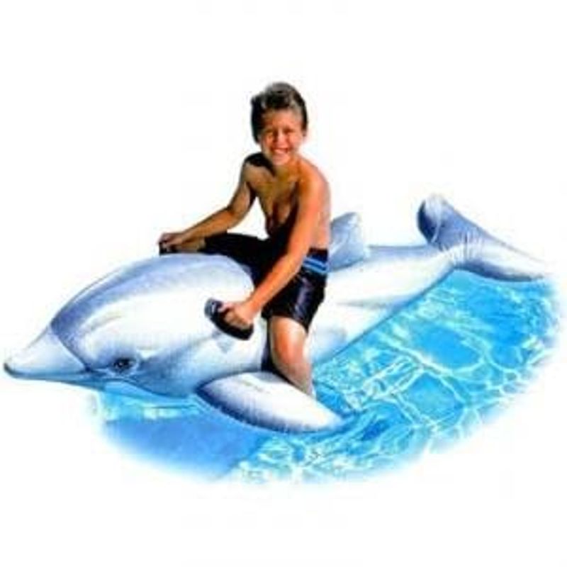 Intex Inflatable Dolphin Rider Ride On Beach Toy Lilo Swim Pool Float ...