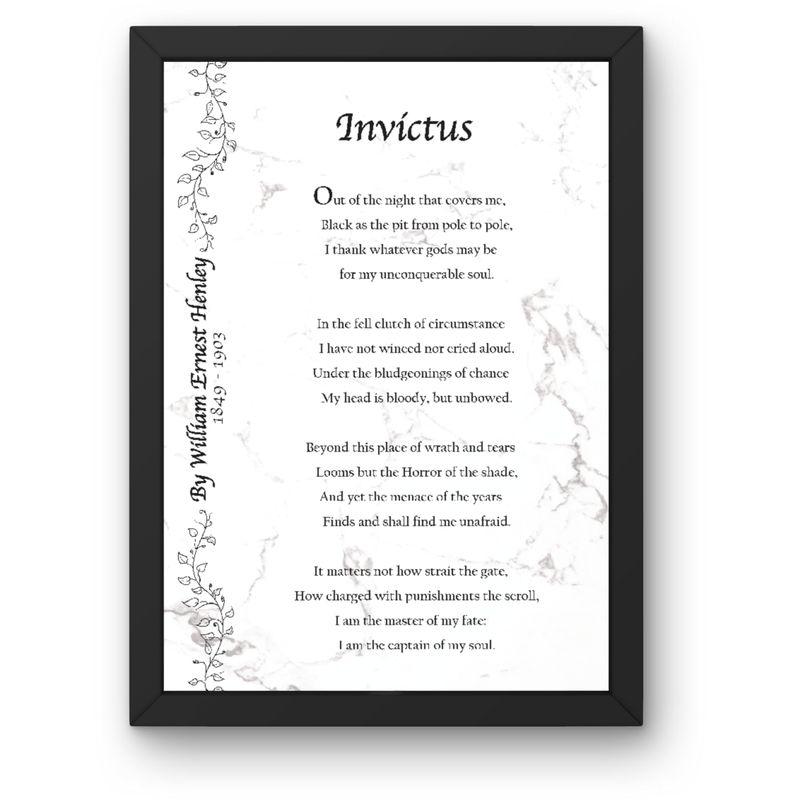 Love 2 Be Personal Invictus Poem Print by William Ernest Henley Poetry ...