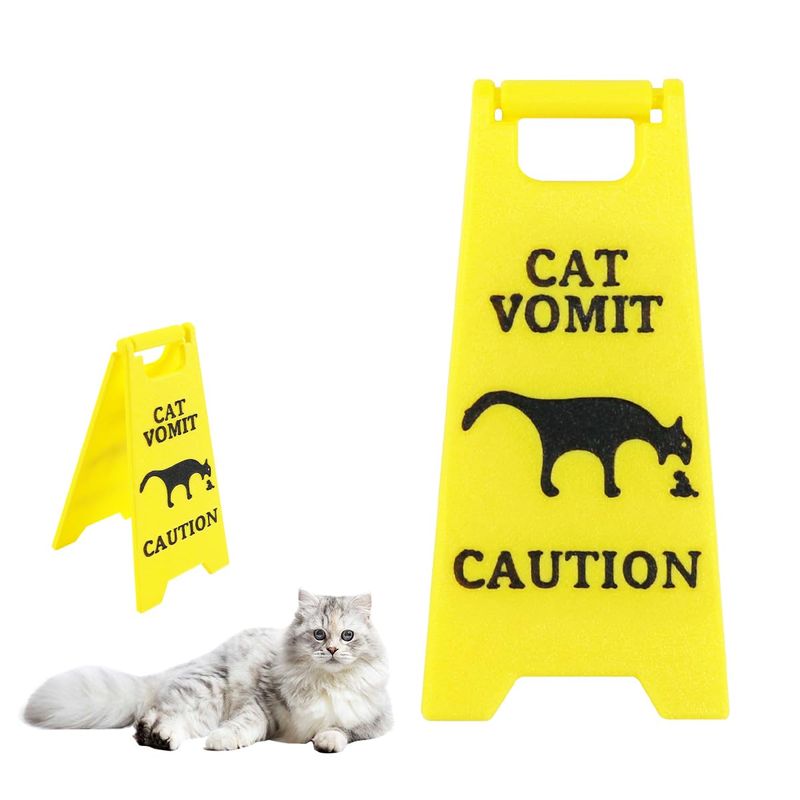 Cat Vomit Warning Sign, 2025 New Cat Vomit Wet Floor Sign, Interesting ...
