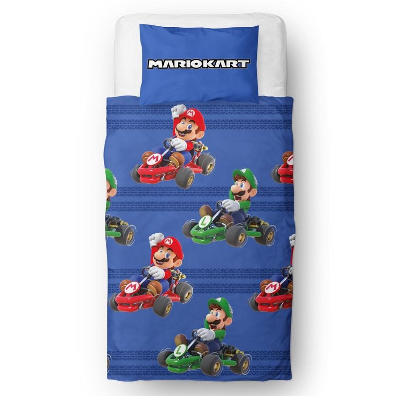 Nintendo Mario Kart Official Single Duvet Cover Set, Checkers Design ...