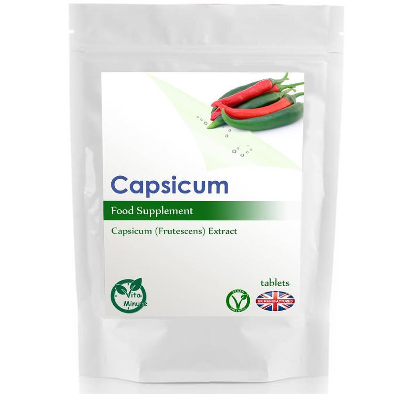 Capsicum Tablets 500mg | Natural High Strength Extract | Vegan ...