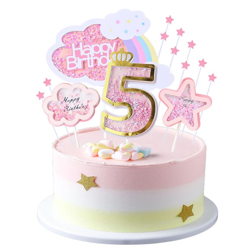 Kawailay Girl 5th Birthday Cake Decoration Set - 5th Birthday Cake ...