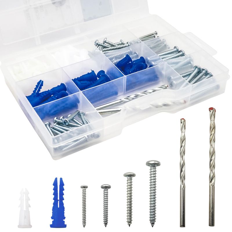138 Pcs Wood Screw Assortment Kit with 4 Types of Screws and 2 Drill ...